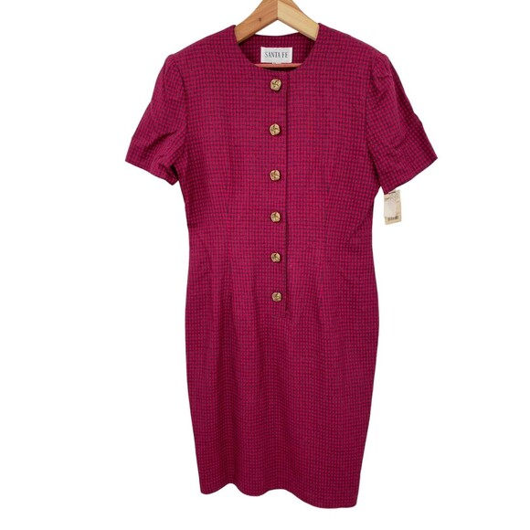 Santa Fe | Dresses | Vintage 7s 80s Santa Fe Dress 2 Red Plaid Sheath ...